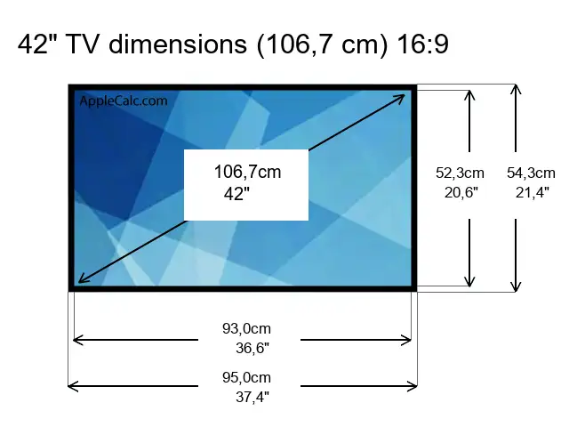 42 inch TV size in centimeters and inches - AppleCalc